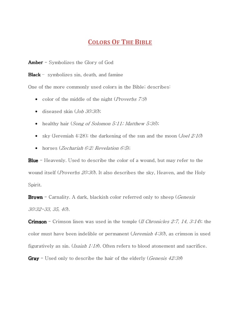 Bible Colors | PDF | Book Of Genesis | Books Of The Hebrew Bible