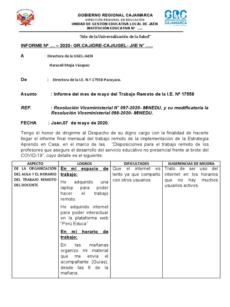 Modelo de Informe Del Docente | PDF | Tableta | Internet