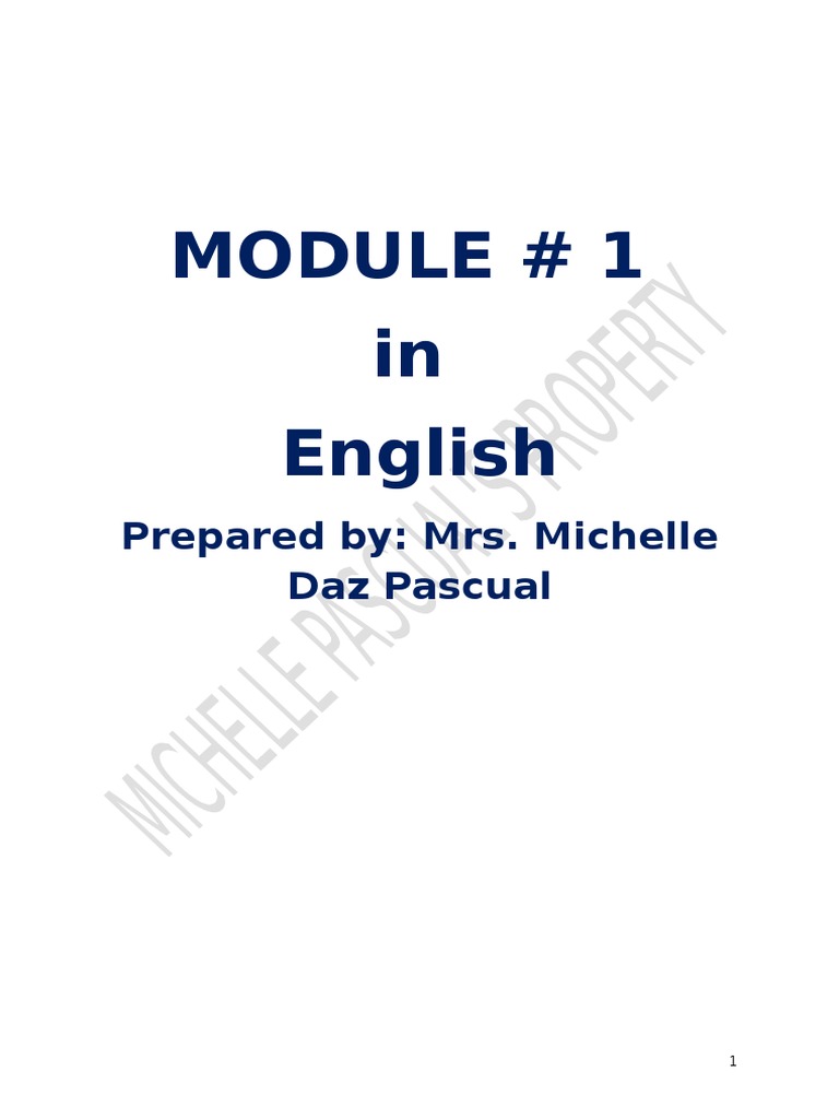 Module # 1 in English: Prepared By: Mrs. Michelle Daz Pascual | PDF ...