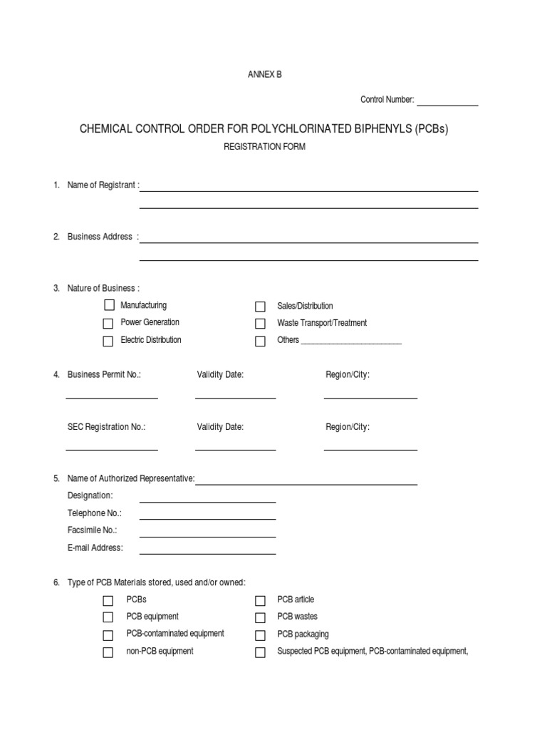 Chemical Control Order For Polychlorinated Biphenyls (PCBS) | PDF ...