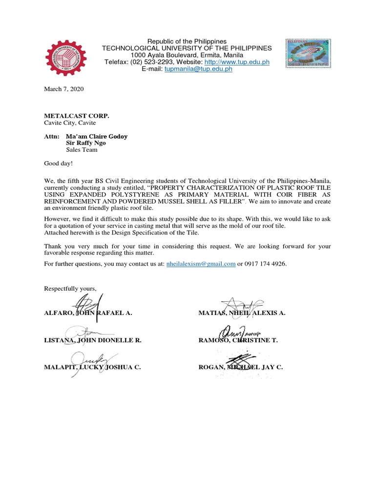 Letter For MetalCastCorp | PDF
