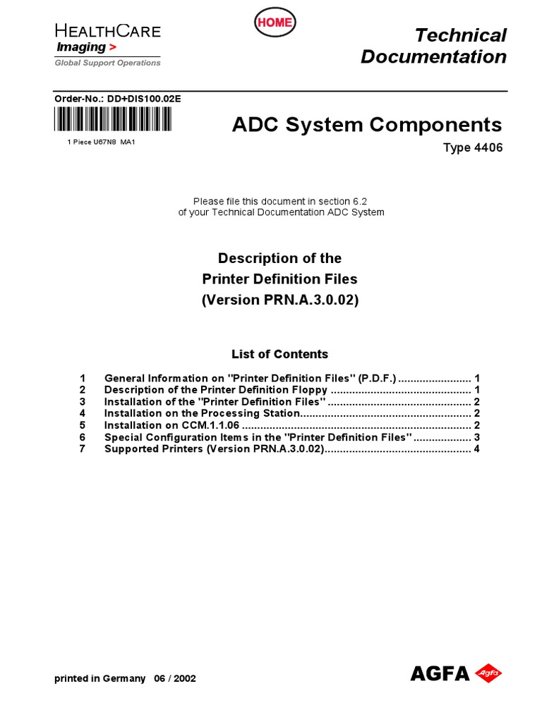 Agfa ADC System Components Printer Definition Files | PDF | Printer ...
