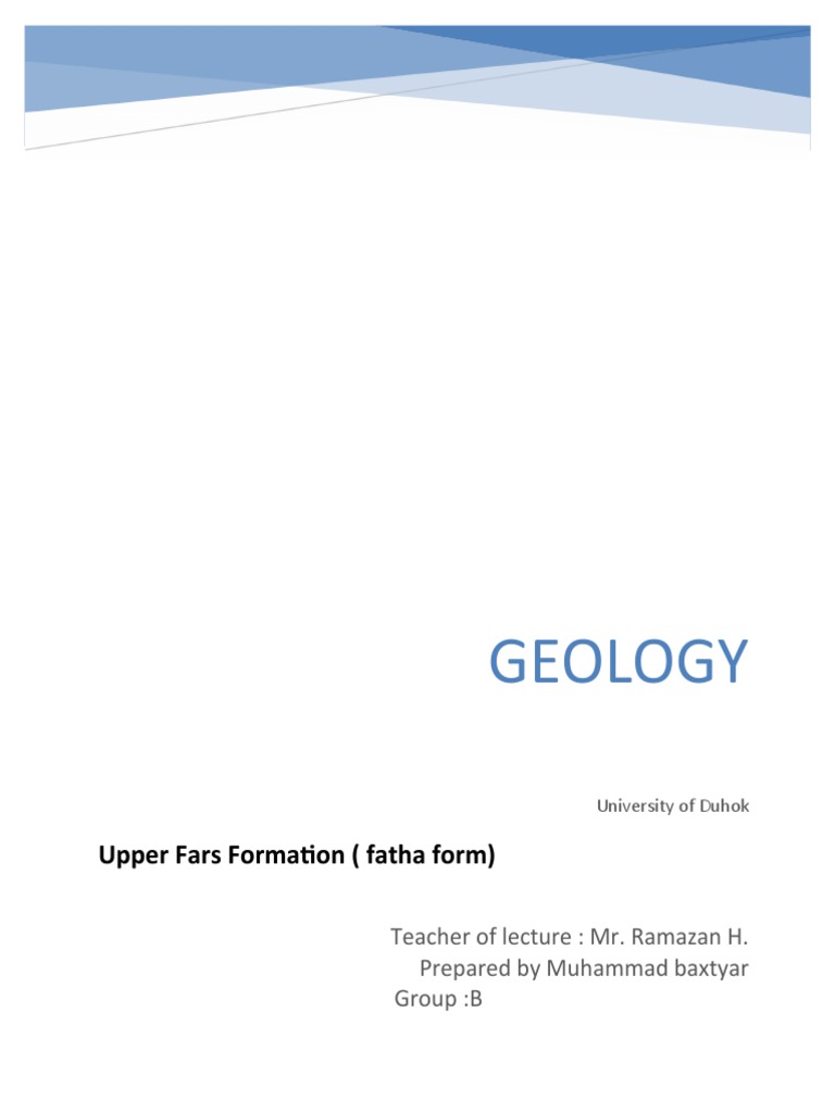 Geology: Upper Fars Formation (Fatha Form) | PDF | Sedimentary Rock ...