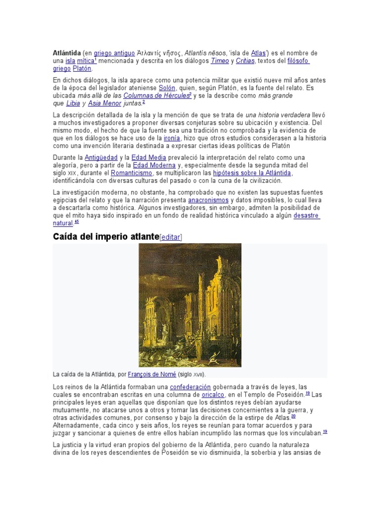 Atlantida Platon | PDF | Atlantis | Religión y creencia