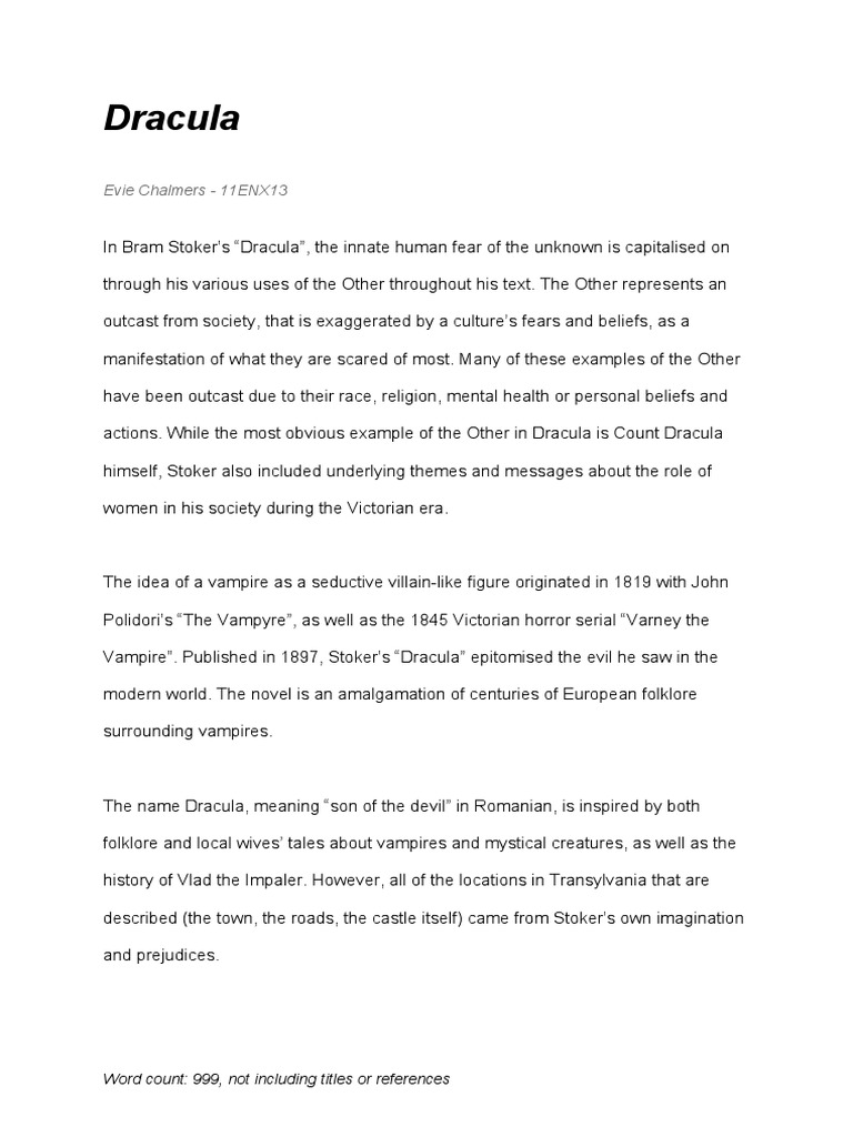 Dracula Essay | PDF | Dracula | Bram Stoker