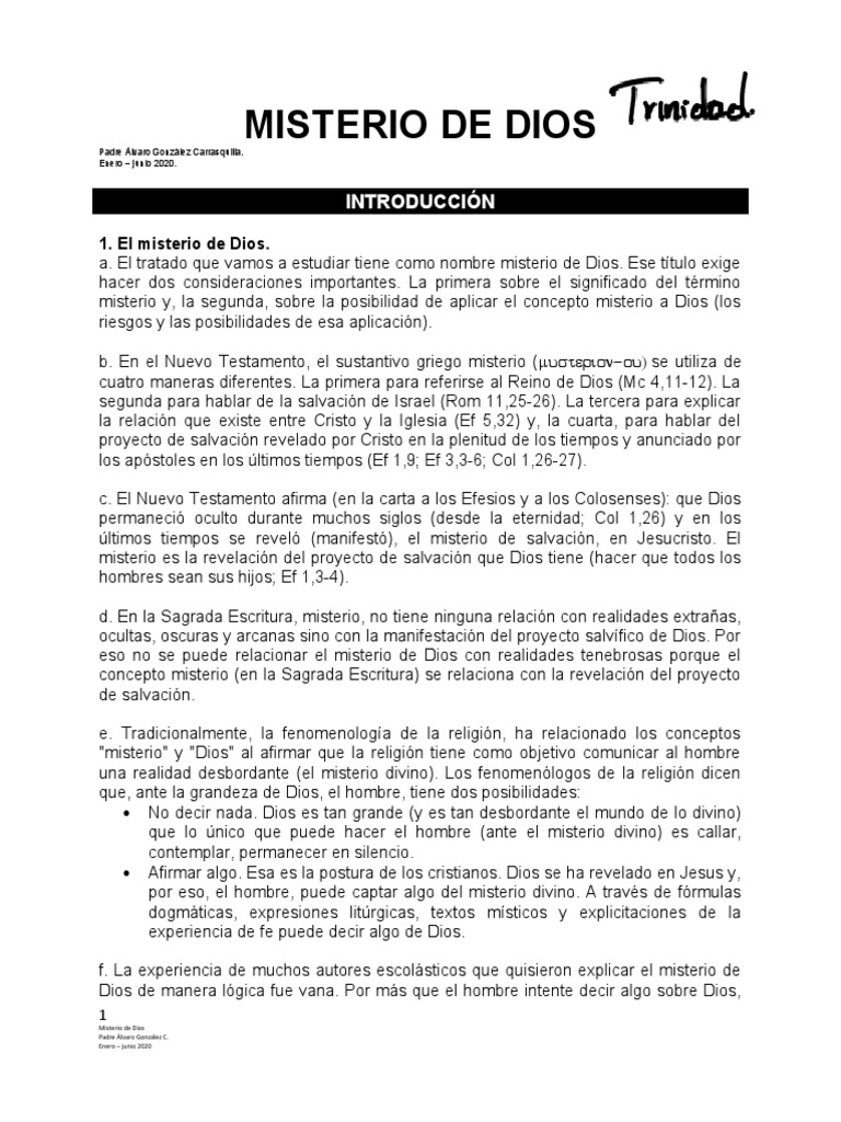 El Misterio de Dios y la Razón | PDF | Trinidad | Divinidad (disciplina académica)