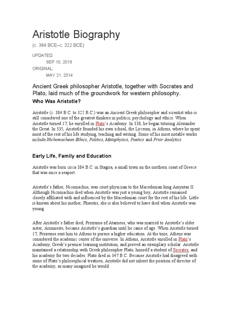 Aristotle Biography | PDF | Aristotle | Happiness