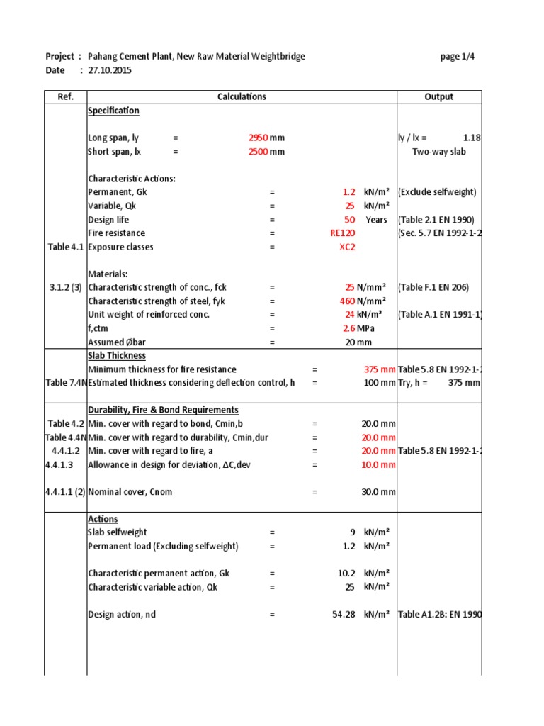 Project: Pahang Cement Plant, New Raw Material Weightbridge Date: 27.10.2015 Ref. Calculations ...