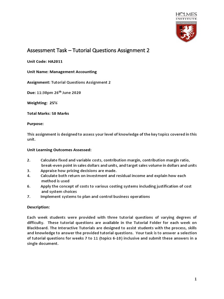 HA2011 Tutorial Question Assignment 2 | PDF | Academic Dishonesty ...