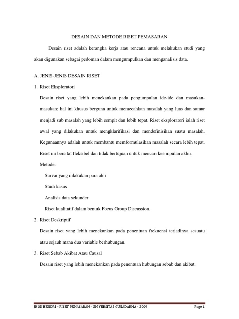 Desain Dan Metode Riset Pemasaran | PDF | Karier & Perkembangan | Seni