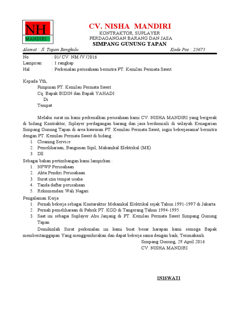 Cop Cv. Nisha Mandiri | PDF