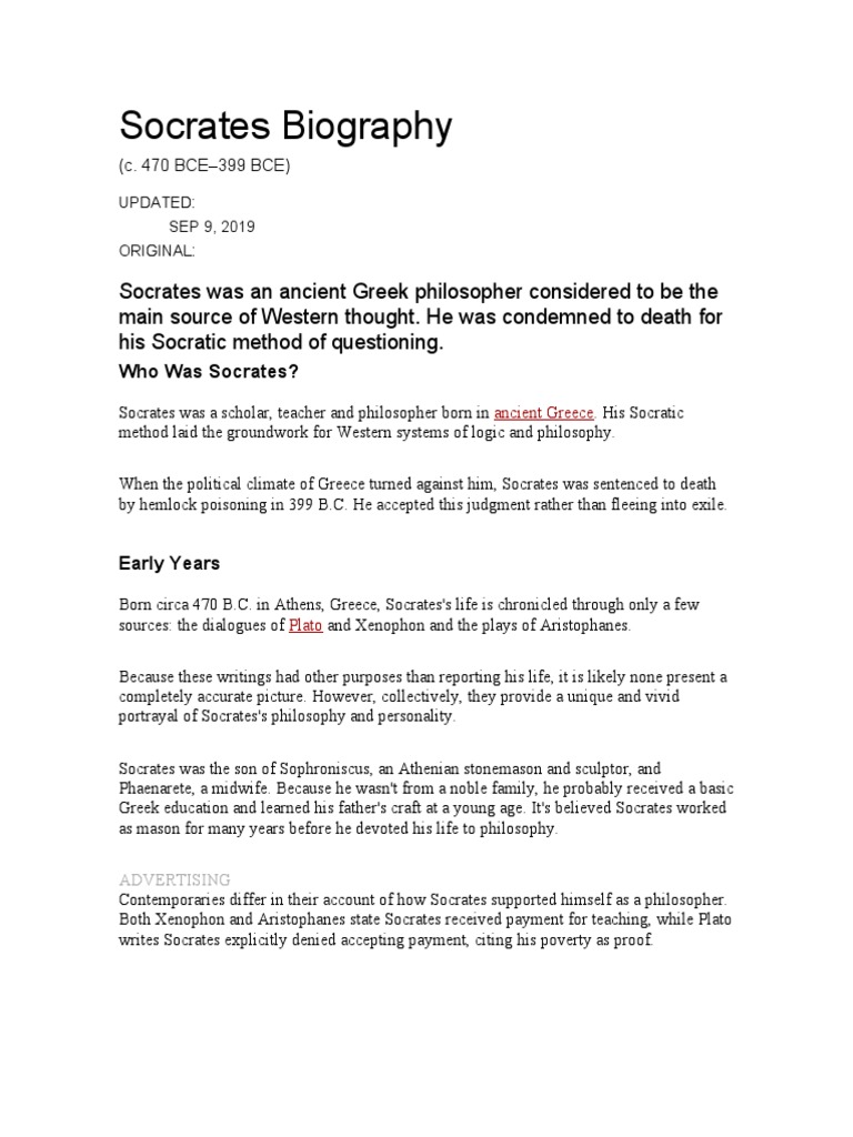 Socrates Biography | Download Free PDF | Socrates | Plato