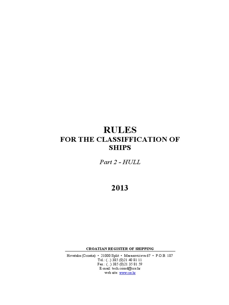 Rules For The Classification of Ships, Pt. 2, 2013 PDF | PDF | Deck ...