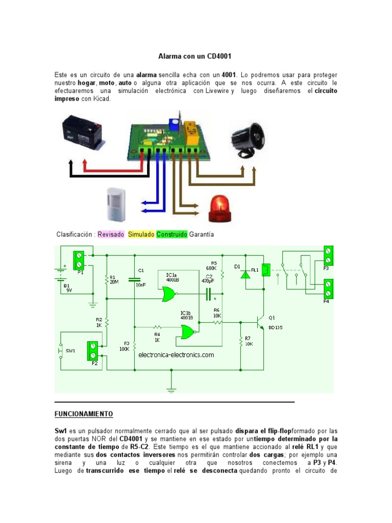 Alarma Con Un CD4001 | PDF | Relé | Equipo