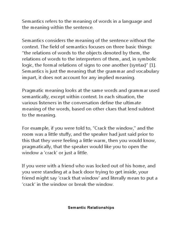 Understanding Semantic Relationships | PDF | Lexical Semantics | Lexicology