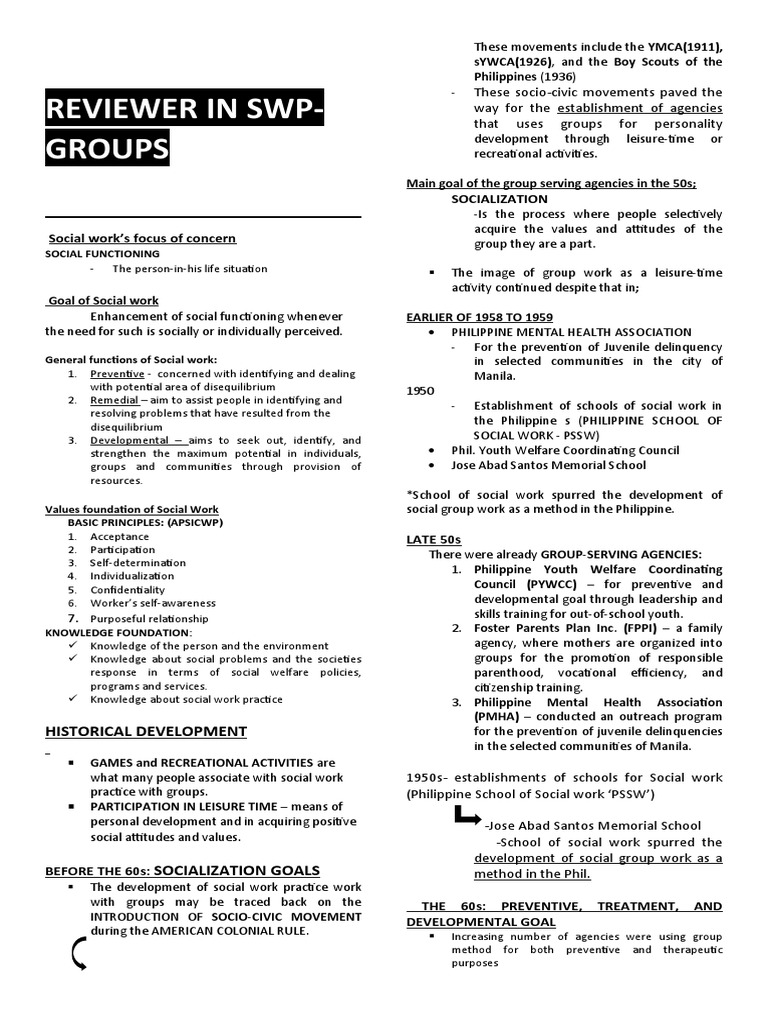 Reviewer in Swp-Groups: Socialization | PDF | Social Group | Social Work