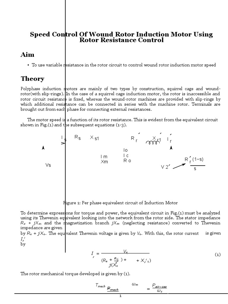 Speed Control of Wound Rotor Induction Motor Using Rotor Resistance ...