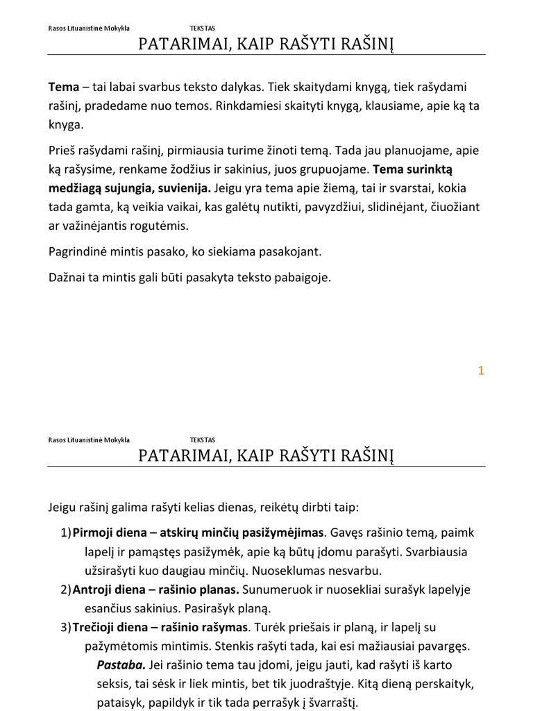Patarimai Kaip Rasyti Rasini | PDF