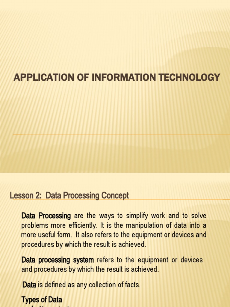 Lesson-2 - Data Processing | PDF | Data Processing | Input/Output