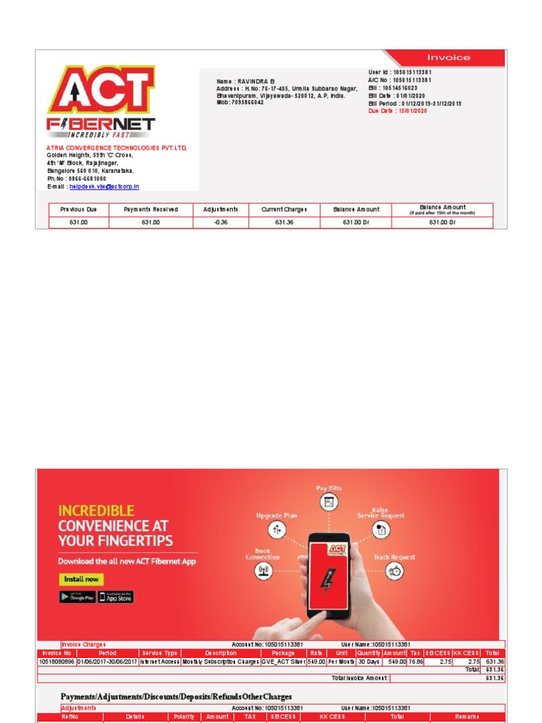 ACT Bill December 2019 | PDF | Cheque | Payments