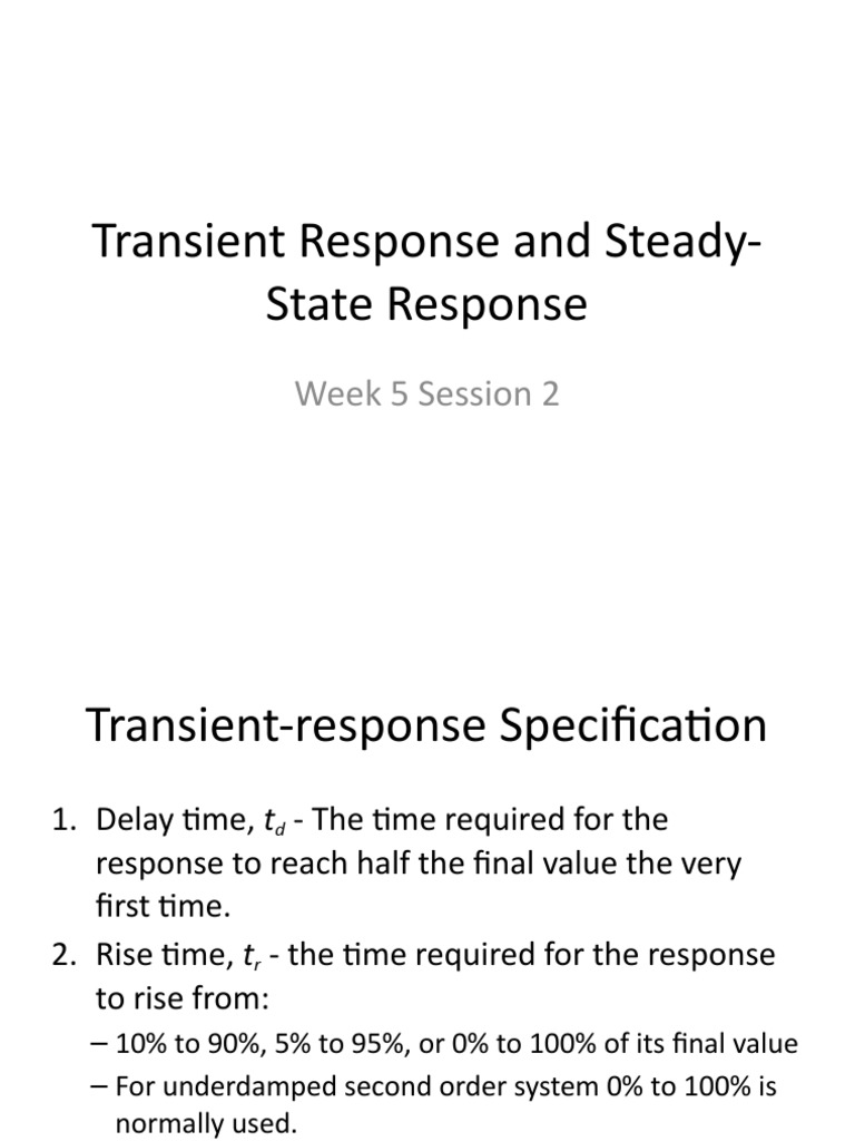 Transient Response and Steady-State Response: Week 5 Session 2 | PDF ...
