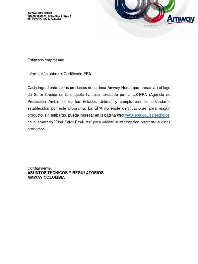 Certificado EPA PDF | PDF