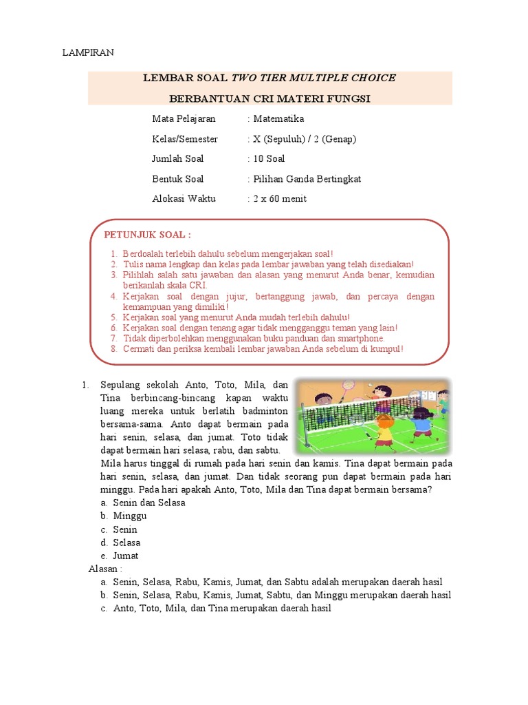 Soal Two Tier Multiple Choice Berbantuan Cri | PDF