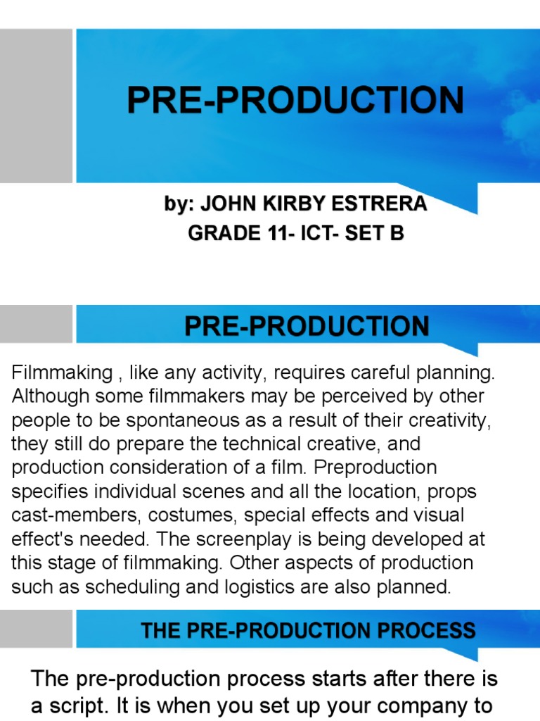 PREPRODUCTION | PDF | Filmmaking | Business