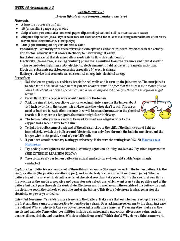 Lemon Power | PDF | Anode | Electromagnetism