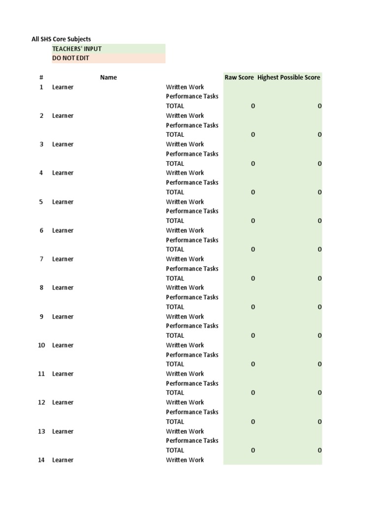 SHS Academic Track 4th QTR Grading Template For Schools With No Exams ...