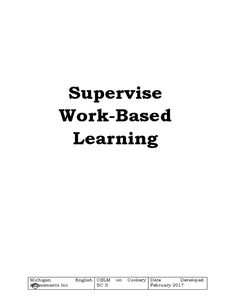 SUPERVISE WORK BASED LEARNING 3.asbpojas | PDF | Foods | Cooking