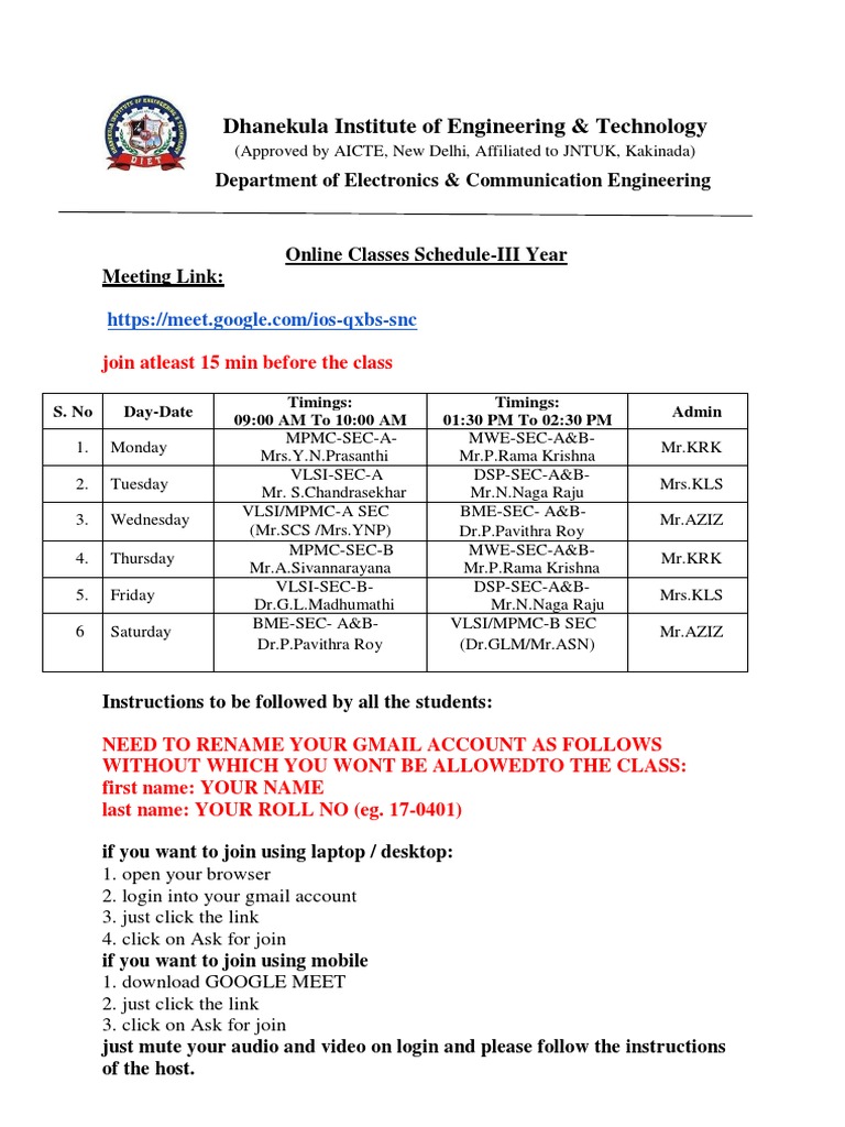 ECE III Year Online Class Schedule | PDF | Information Retrieval ...