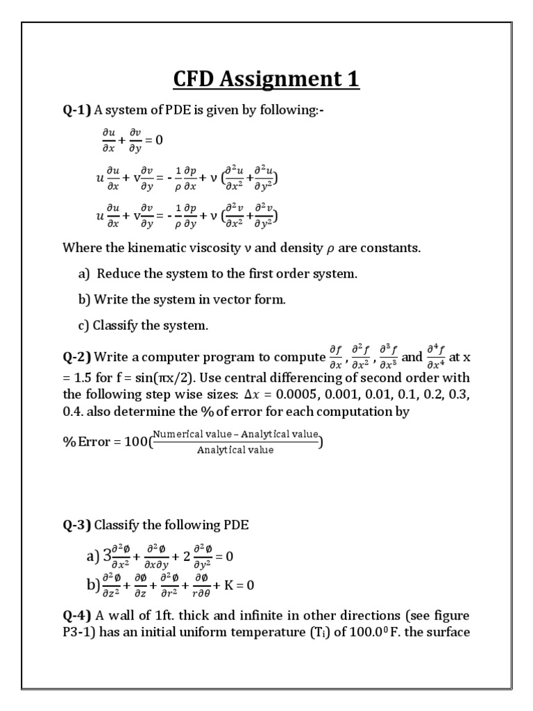 Cfd Assignment V1 Pdf Waves Equations