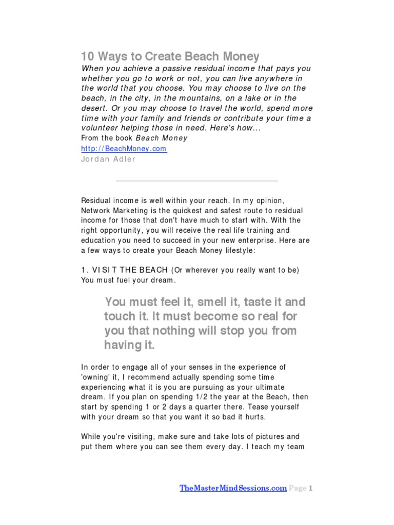 10 Ways To Create Beach Money: Jordan Adler | PDF | Websites | Internet