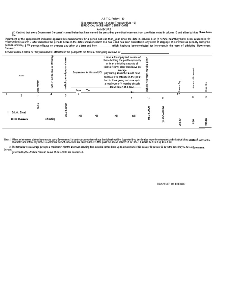 Periodic Increment Certificate Guidelines | PDF