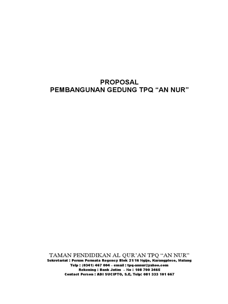 Proposal Pembangunan Gedung TPQ | PDF