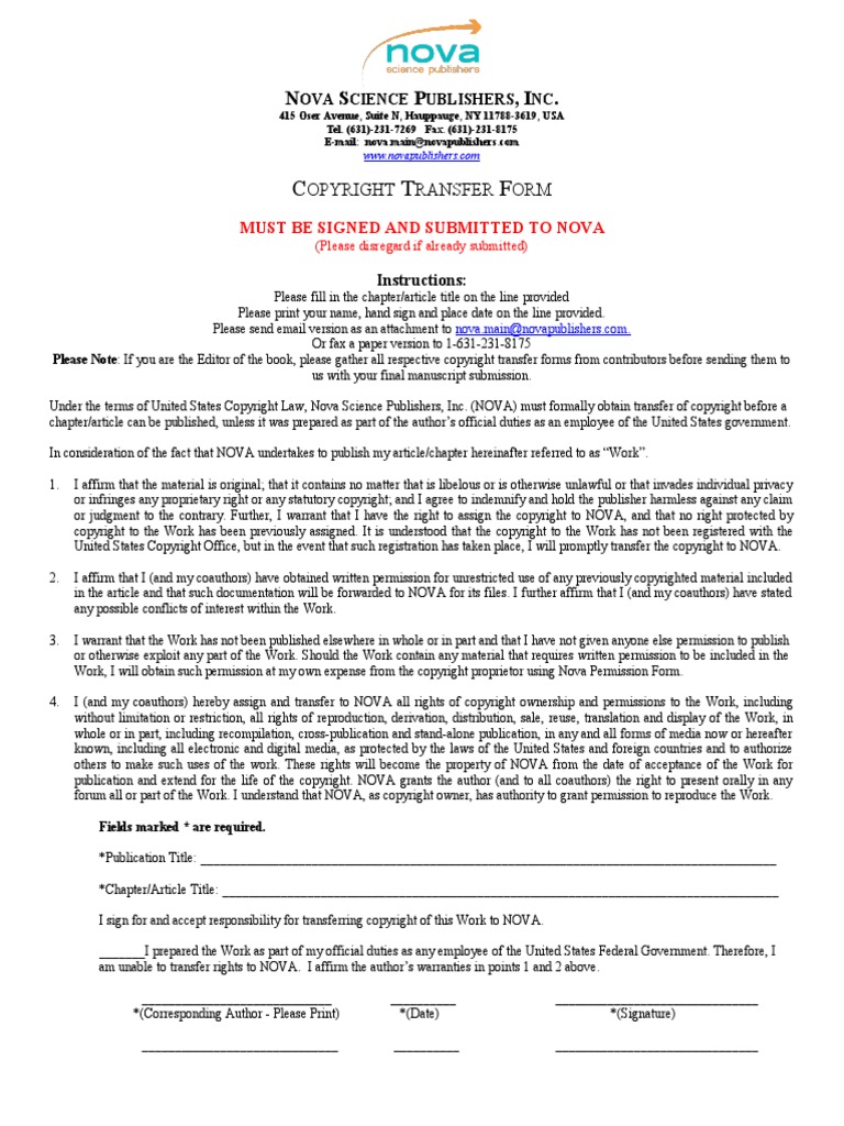 Copyright Transfer Form Post MS | PDF | Copyright | Business Law
