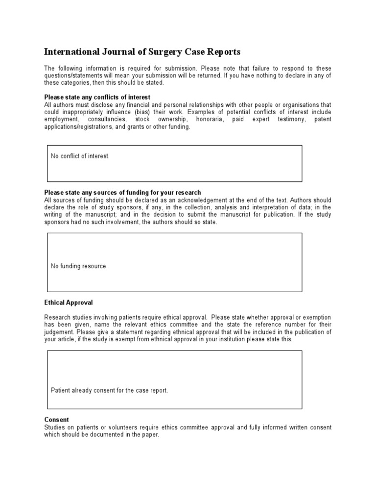 International Journal of Surgery Case Reports: Please State Any ...