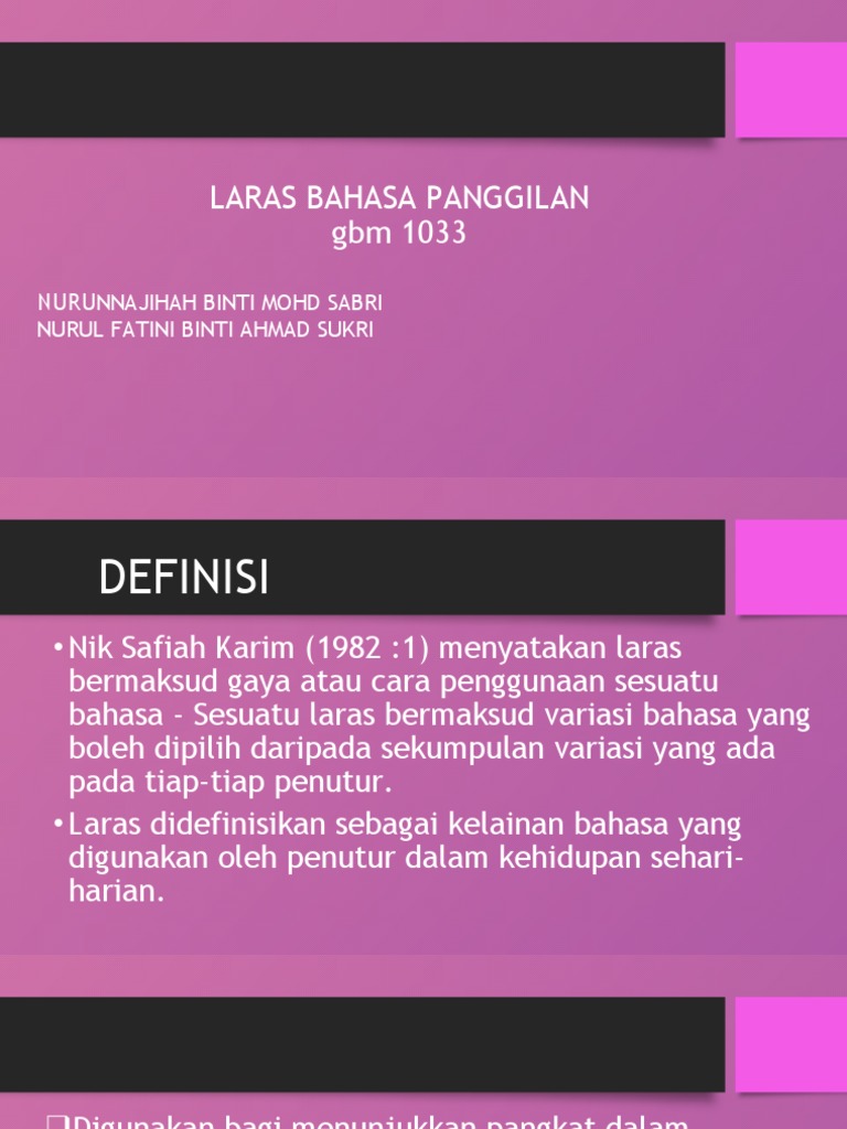 Laras Bahasa Panggilan | PDF