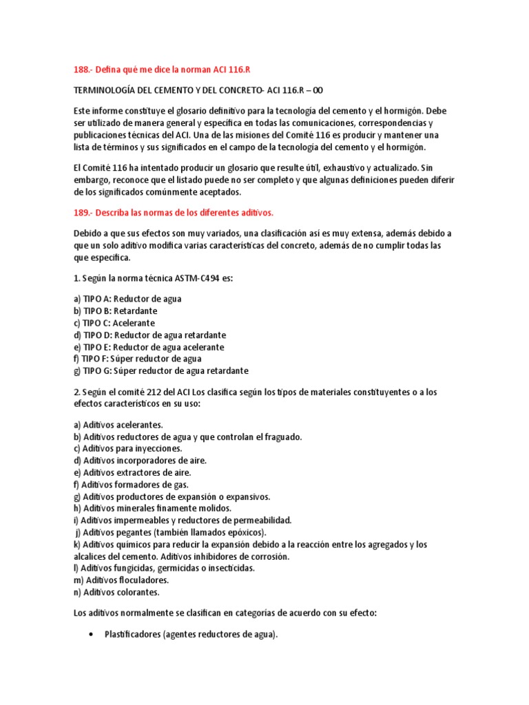 188.-Defina Qué Me Dice La Norman ACI 116.R | PDF | Alcantarillado ...