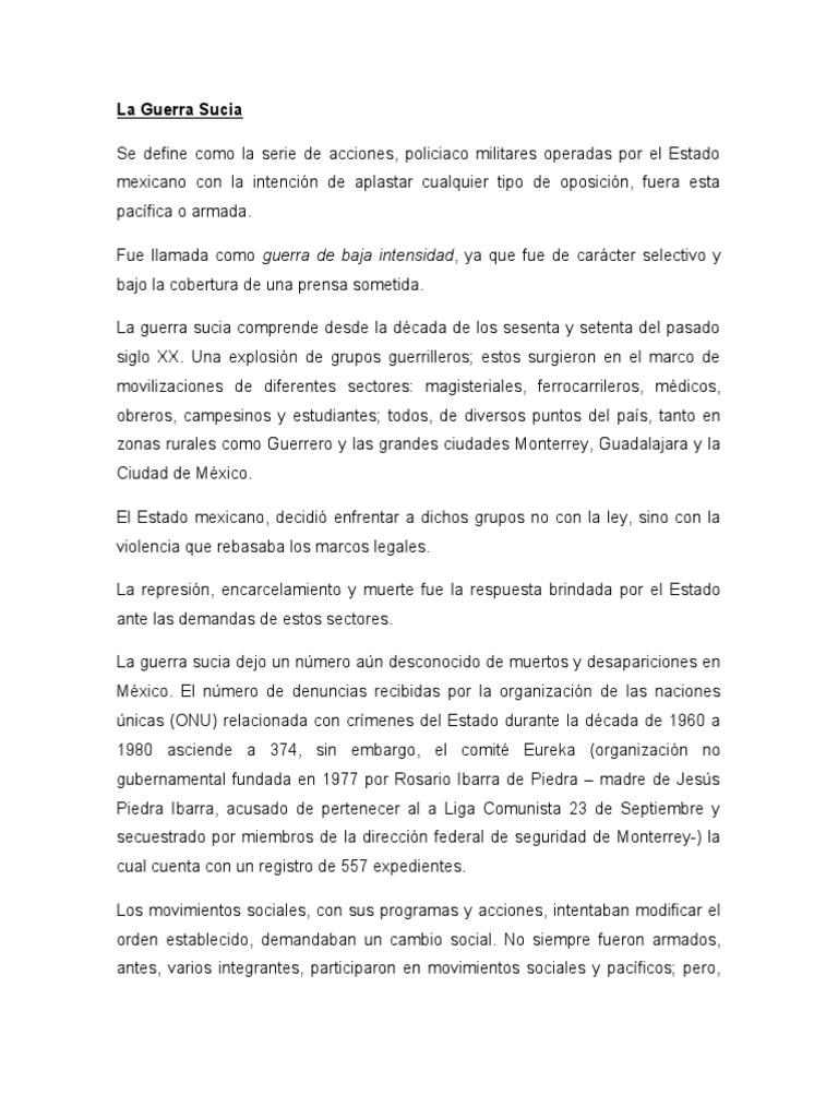 La Guerra Sucia | PDF | Politica de mexico | México