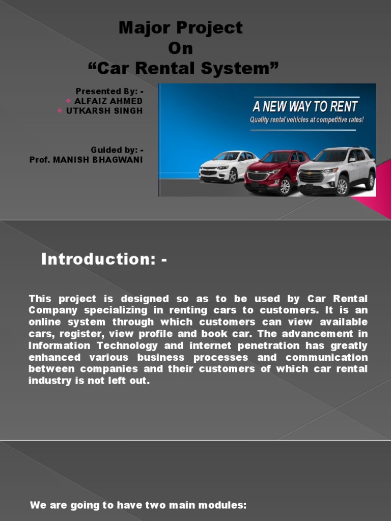 Online Car Rental System Project Overview | PDF | Technology & Engineering