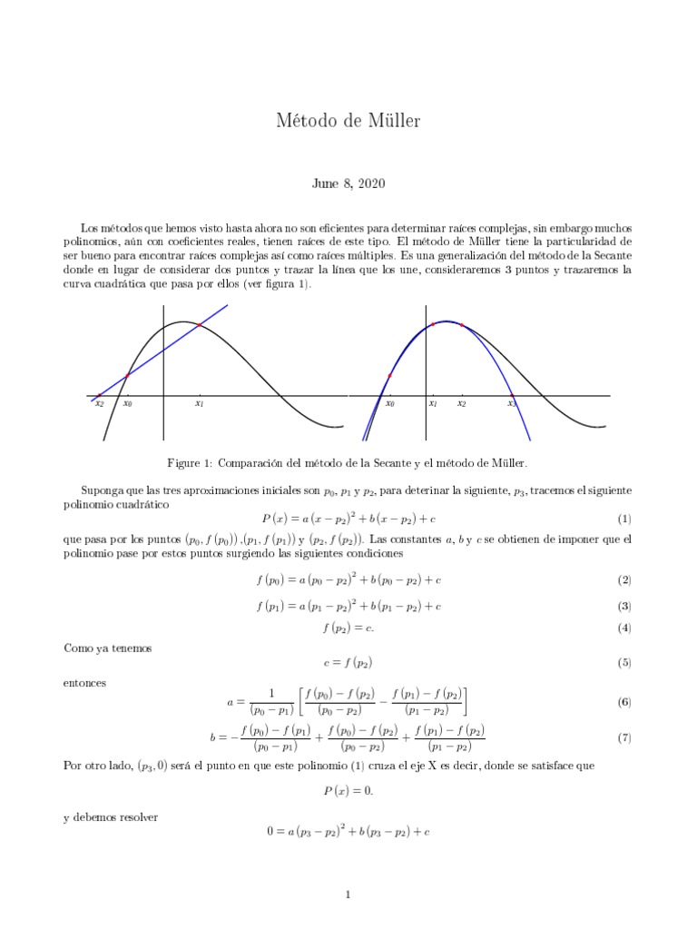 Metodo de Muller | PDF | Relaciones matematicas | Análisis numérico
