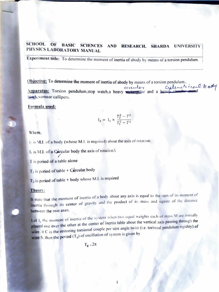 Torsion Pendulum Lab | Download Free PDF | Classical Mechanics | Mechanics