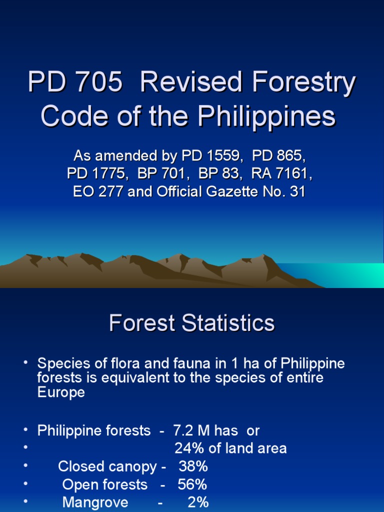 Summary of PD 705 Forestry Code | PDF | License | Forests