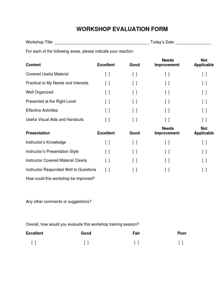 Workshop Evaluation Template | PDF