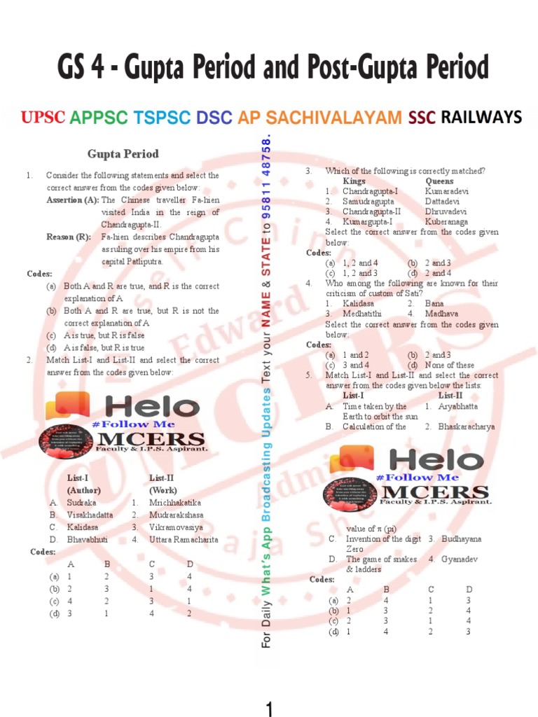 General Studies 4 - Gupta Period and Post-Gupta Period PDF | PDF ...