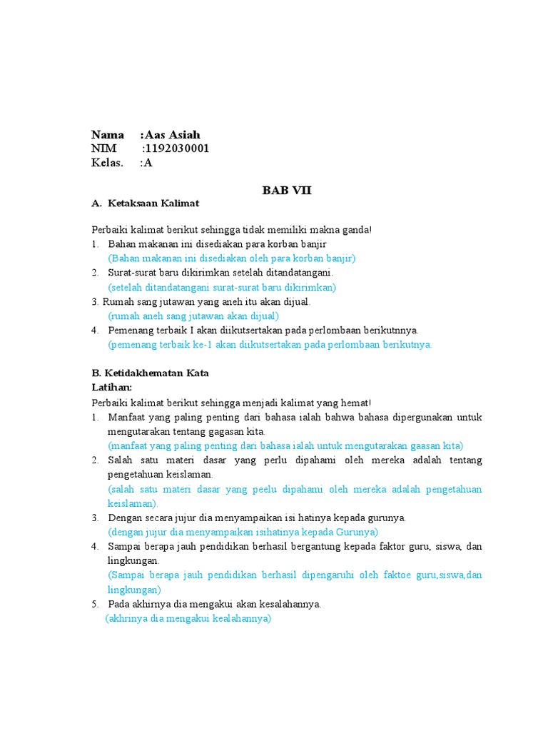 Nama:Aas Asiah: NIM:1192030001 Kelas.:A | PDF