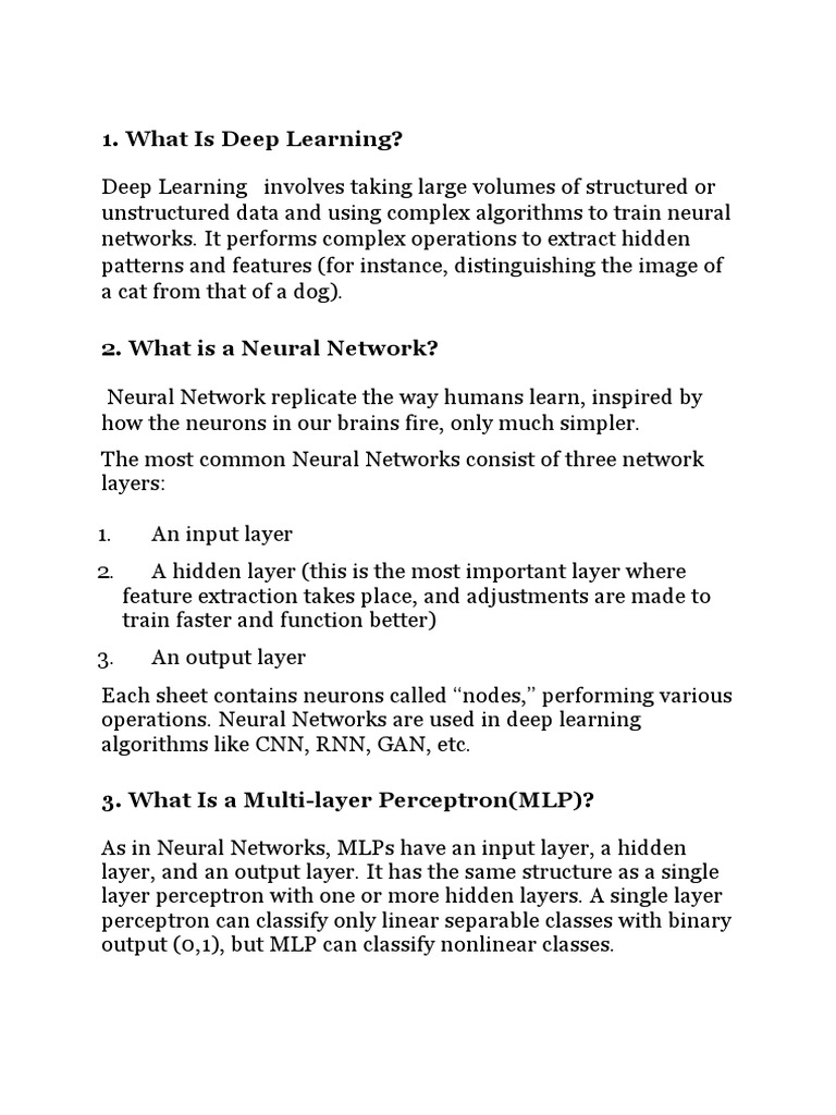 Deep Learning Questions | PDF | Cross Validation (Statistics ...