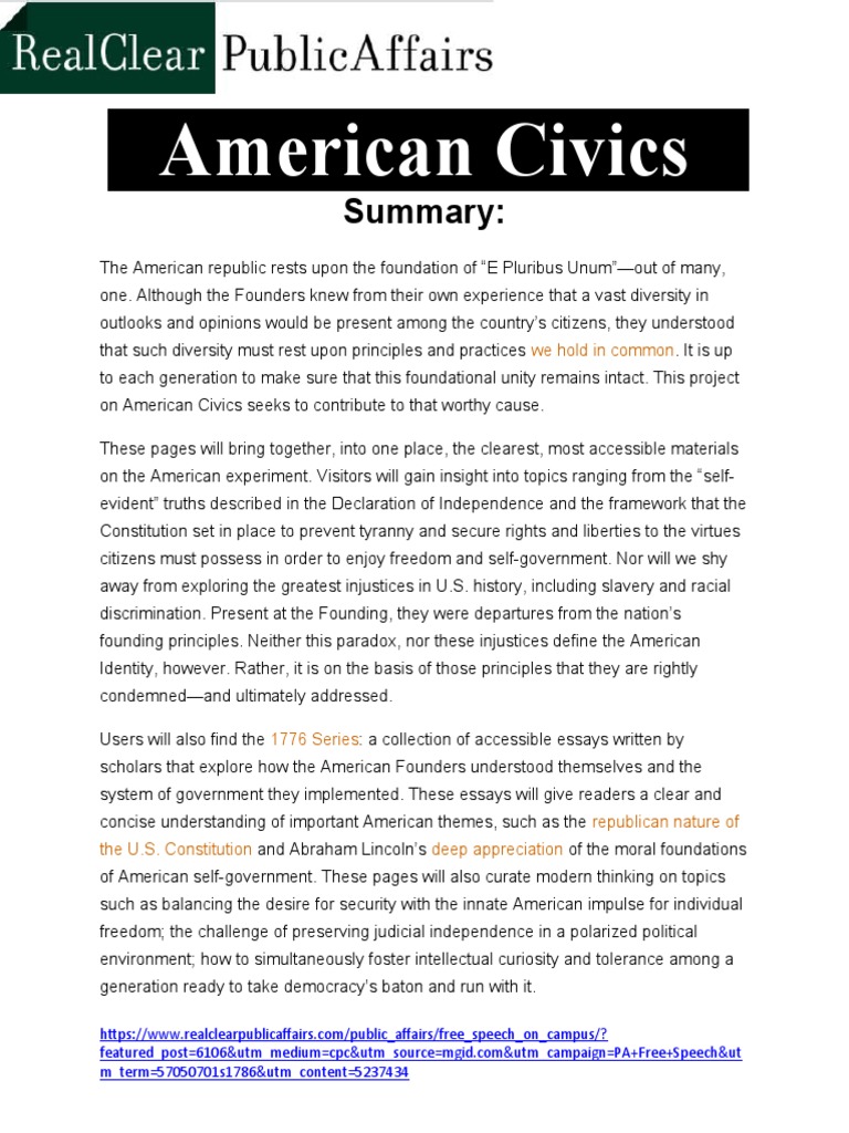 American Civics: Summary | PDF | The United States | Liberty